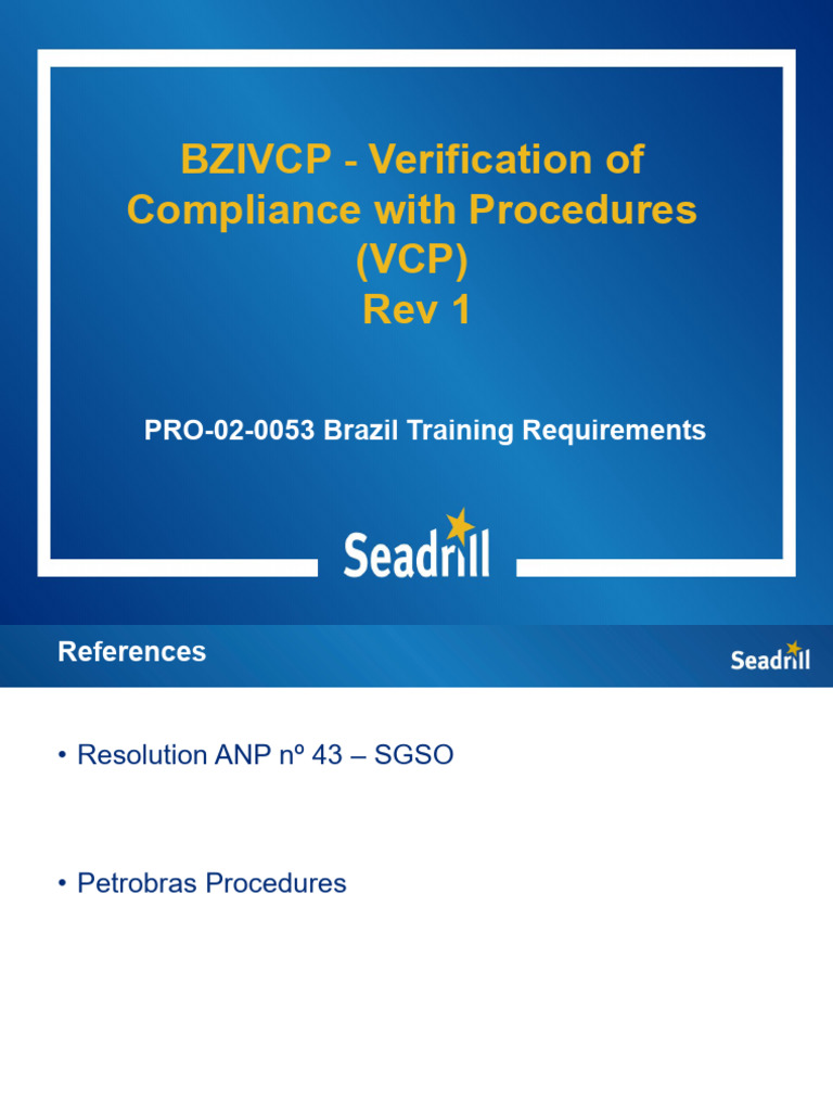 BZIVCP - Verification of Compliance with Procedures (VCP) - Eng Rev 1 | PDF