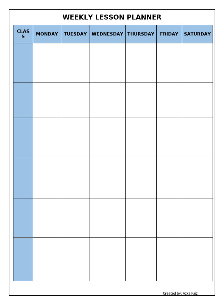 Weekly Lesson Planner | PDF