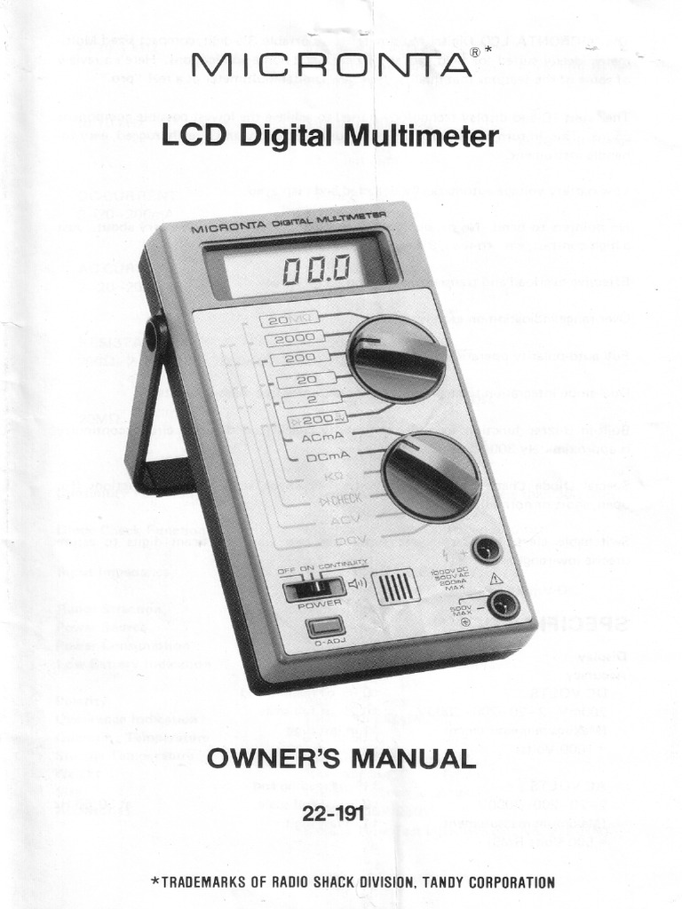 Micronta 22-191 | PDF