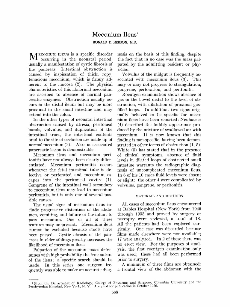 Understanding Meconium Ileus in Infants | PDF | Diseases And Disorders ...