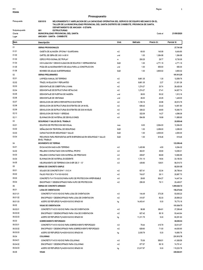 ppto estructuras | PDF | Hormigón | Material compuesto