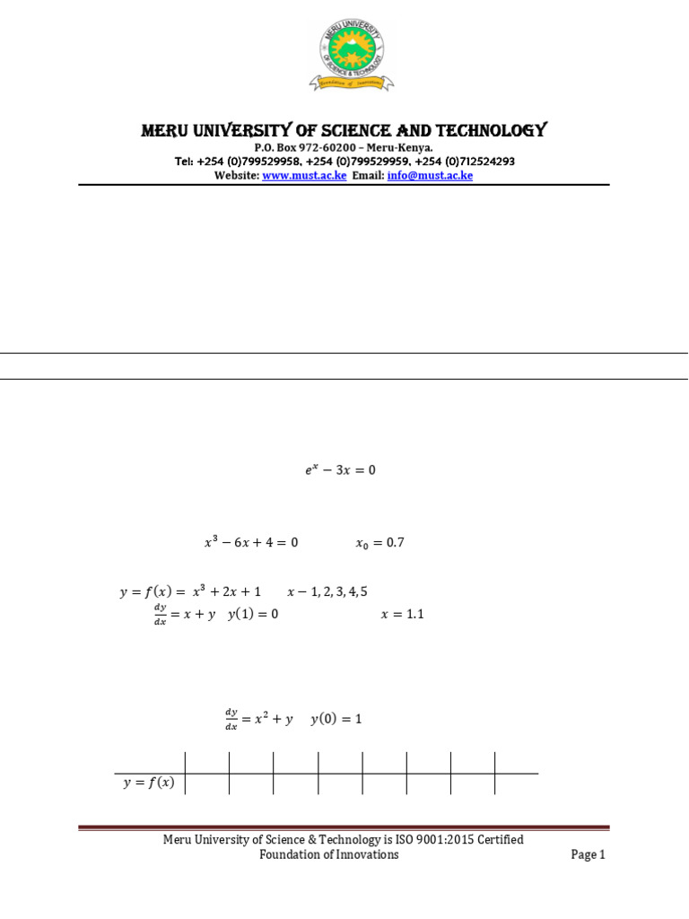 SMA 3303 Numerical Analysis I | PDF | Numerical Analysis | Applied Mathematics