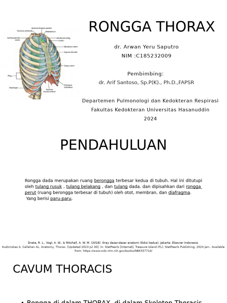 Thoracic Cavity Dr. Arwan Pulmo | PDF