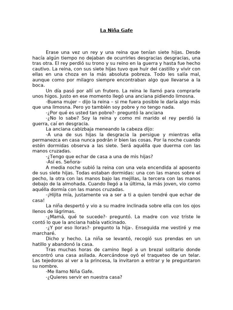 La historia de la Niña Gafe | PDF