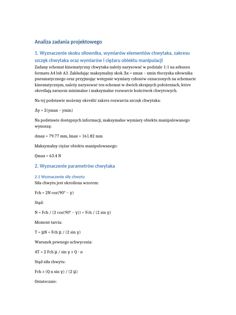 Chwytak Obliczenia | PDF