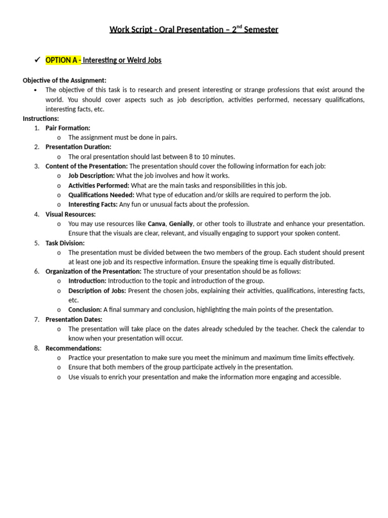 11th Grade - Oral Presentations - 2nd Semester | PDF | Cultural Diversity | Learning