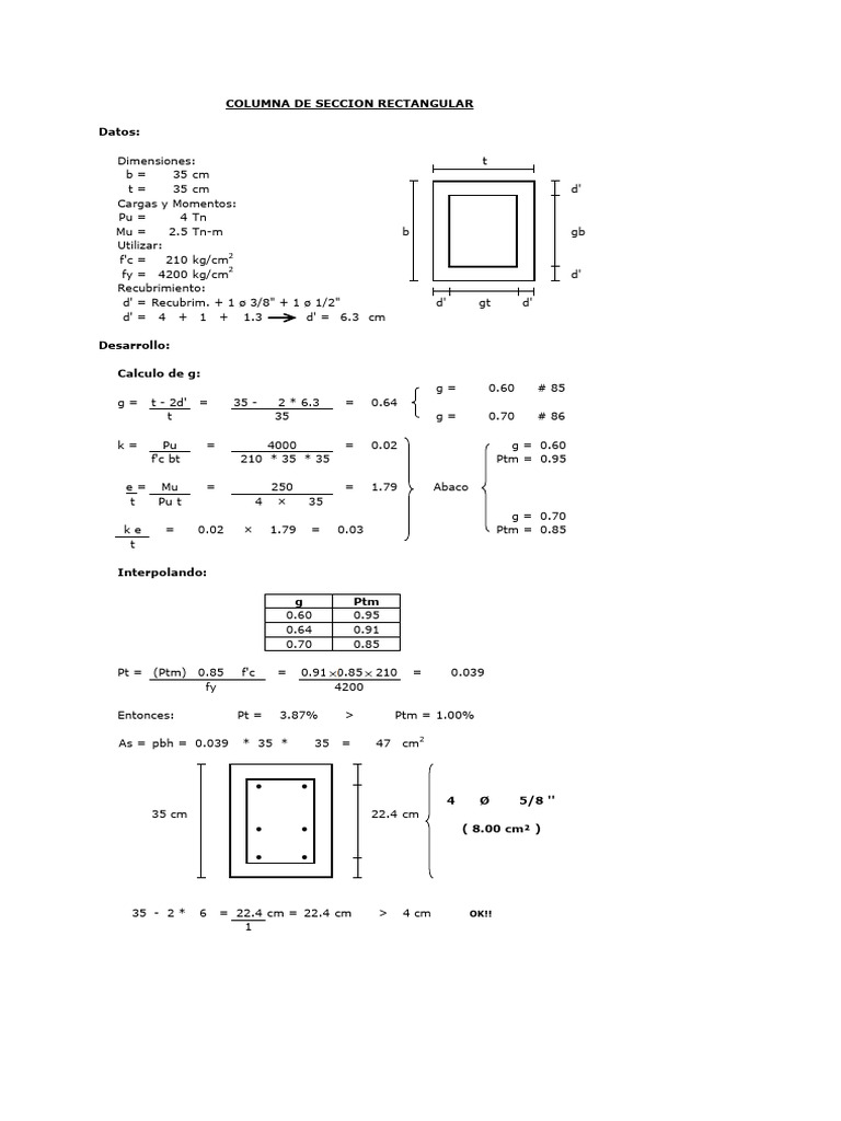 Cálculo de Columnas Rectangulares | PDF