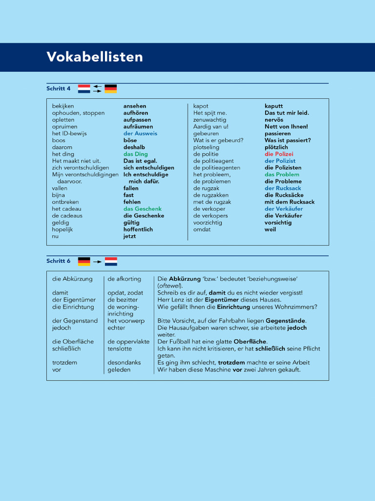 ZS VWO A2 Vokabellisten | PDF