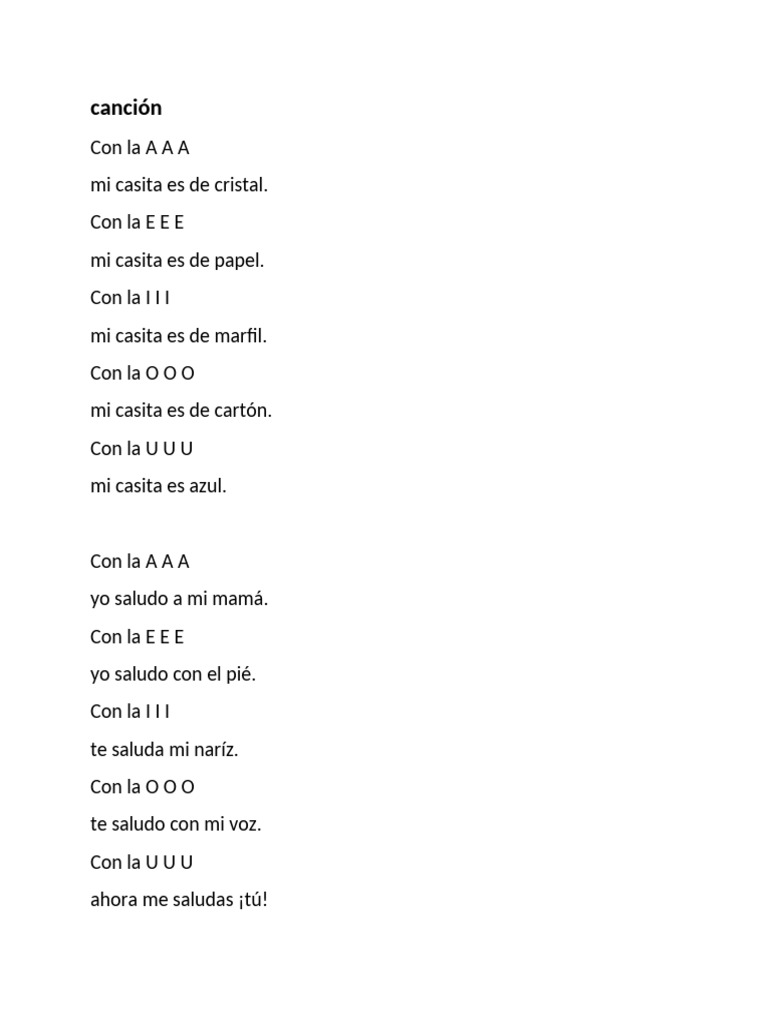 Canción Infantil de Saluditos y Colores | PDF