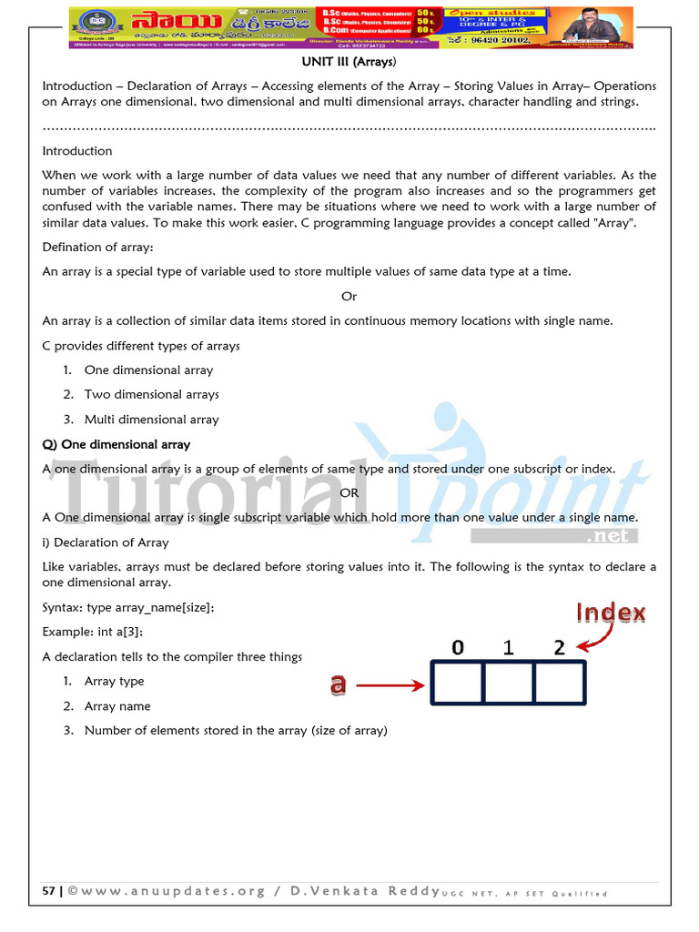 Unit Iii | PDF | Pointer (Computer Programming) | Variable (Computer Science)