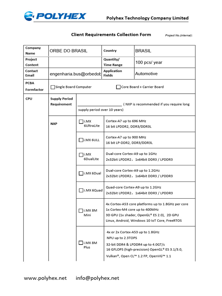 Client Requirement Collection Form - Orbe | PDF | Touchscreen ...
