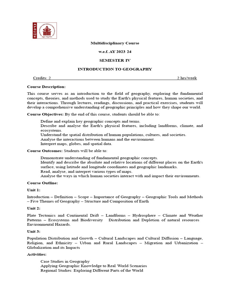 MDC-4-4-Introduction To Geography | PDF | Geography | Natural Environment