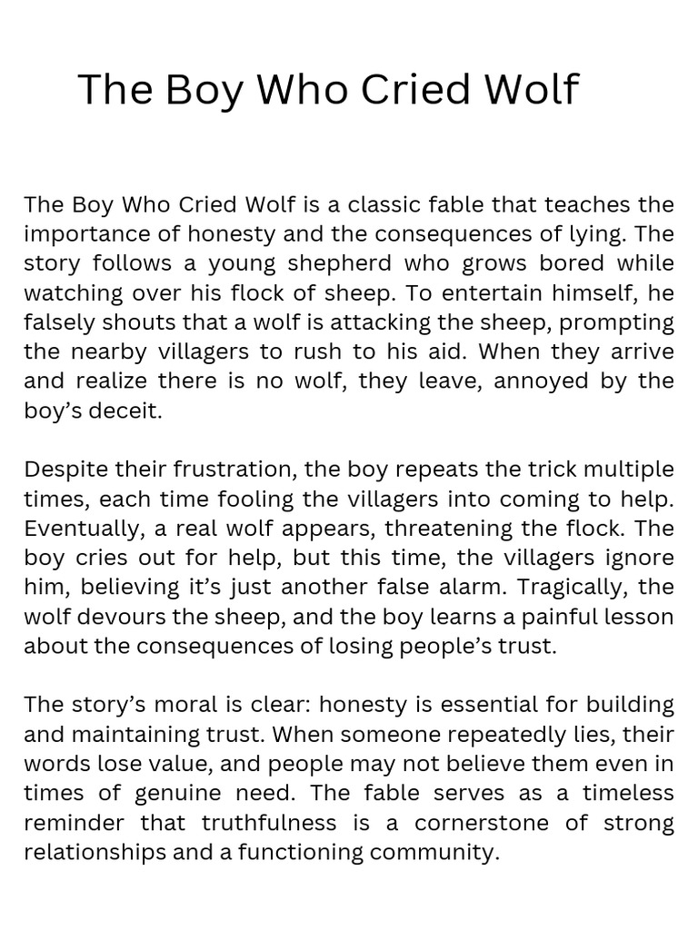 The Boy Who Cried Wolf | PDF