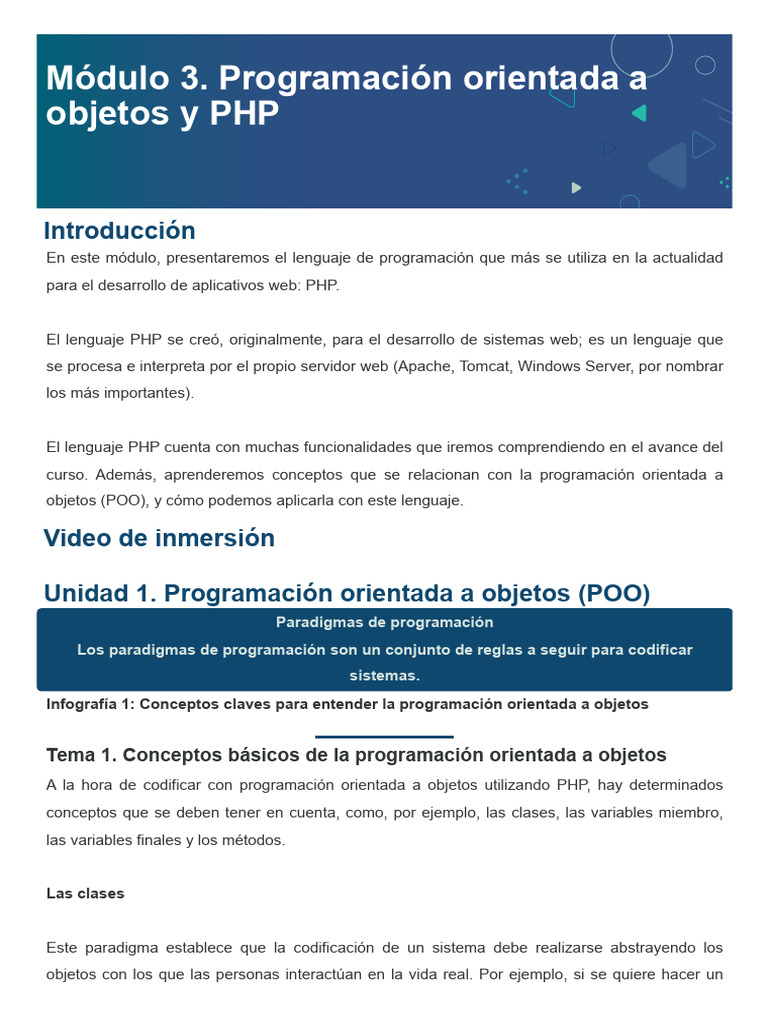 Módulo 3 | PDF | Objeto (informática) | Herencia (Programación Orientada a Objetos)
