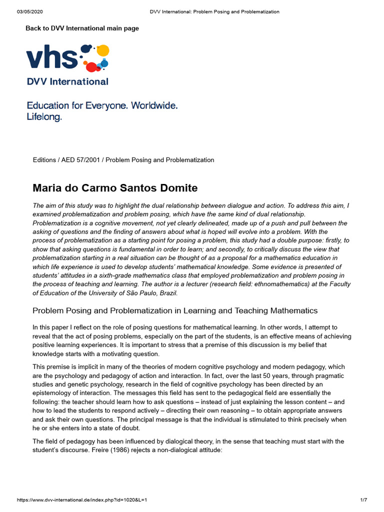 PP-DOMITE-Problem Posing and Problematization | PDF | Pedagogy | Learning