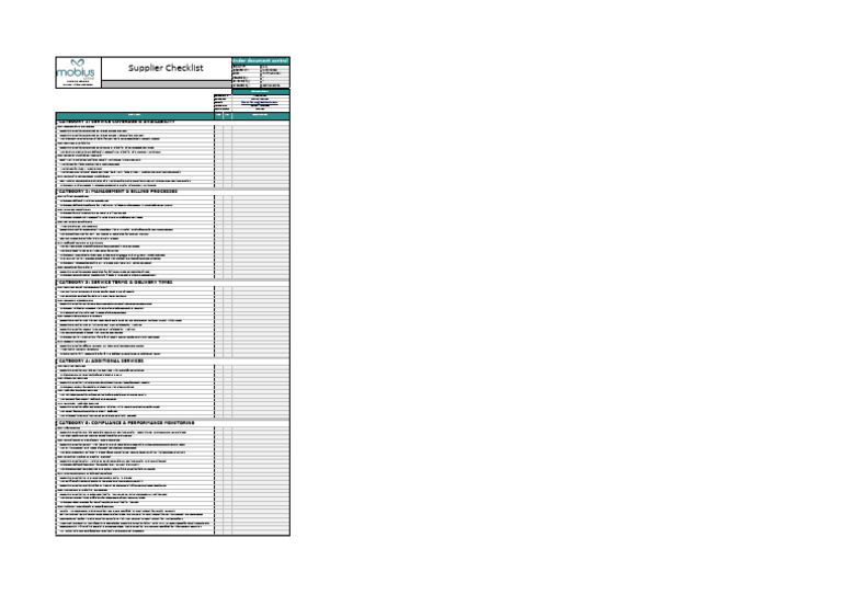 TMP-10-2 Supplier_Checklist - Mobius - En (v1.0) | PDF | Regulatory ...