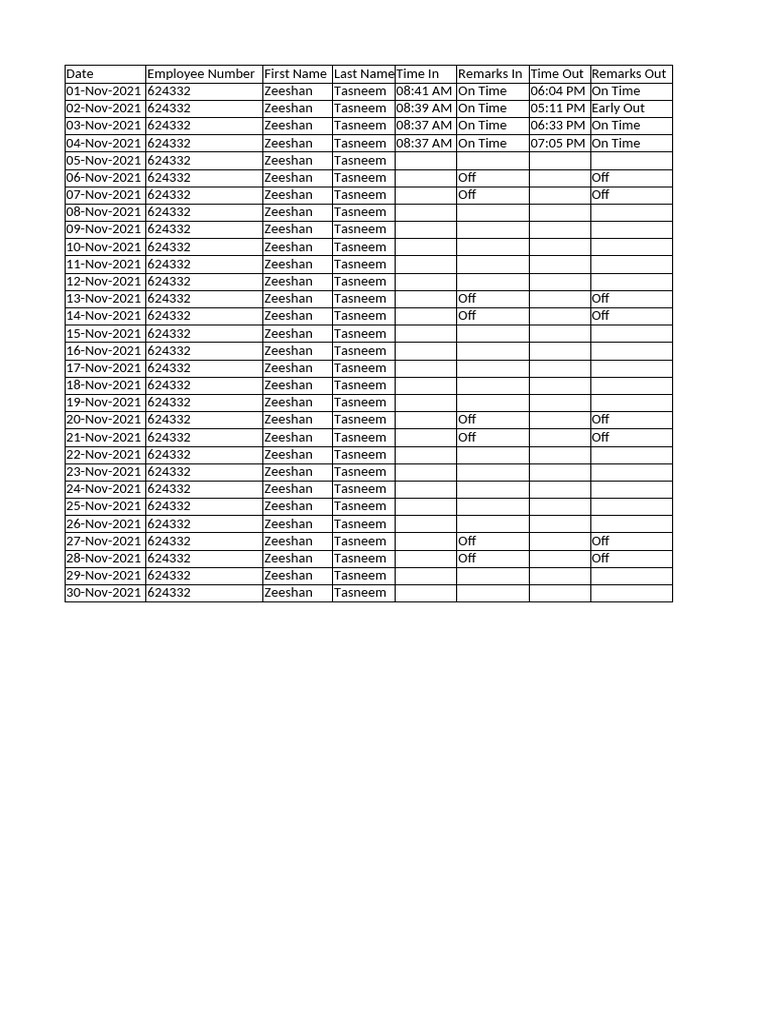 Consolidated Attendance Log 471693 LM (1) | PDF