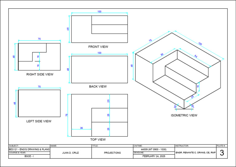 Plate 3 Engineering Drawing and Plans 2nd Sem AY 2024 2025 | PDF ...