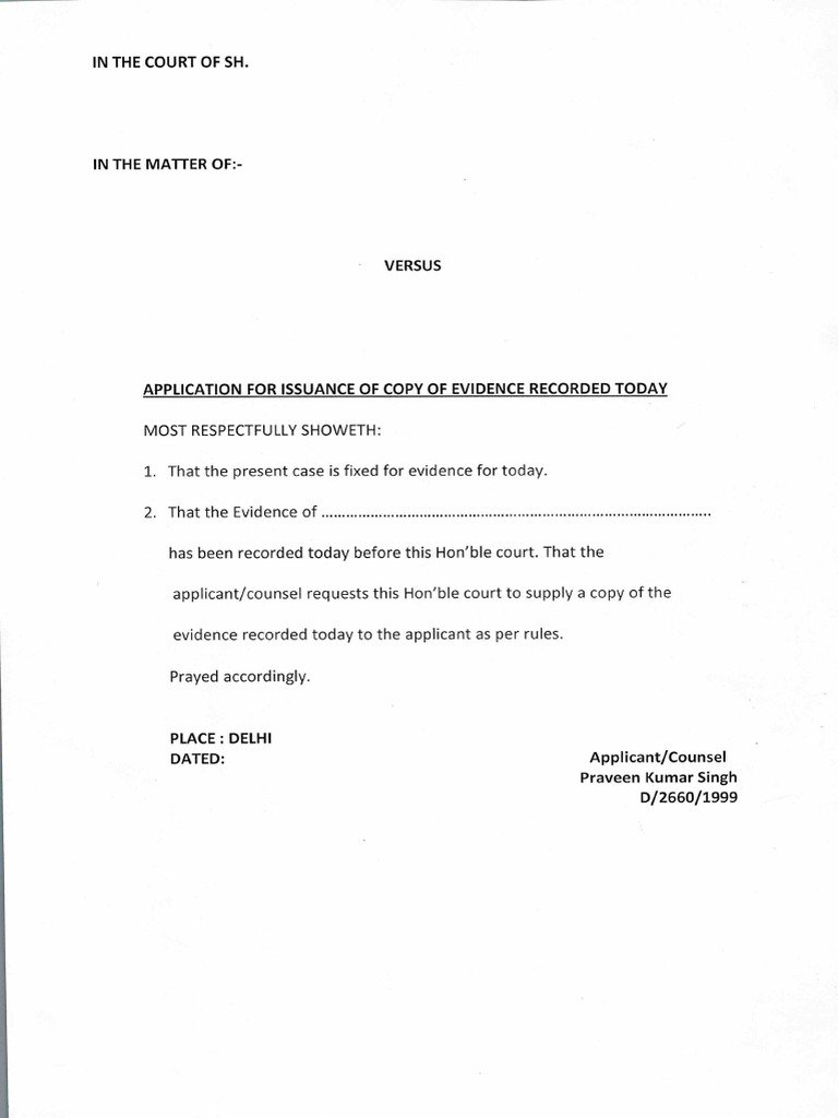 Request for Copy of Court Evidence | PDF