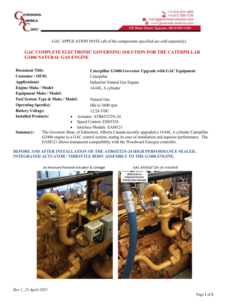 GAC Electronic Governor for Caterpillar G3406 | PDF