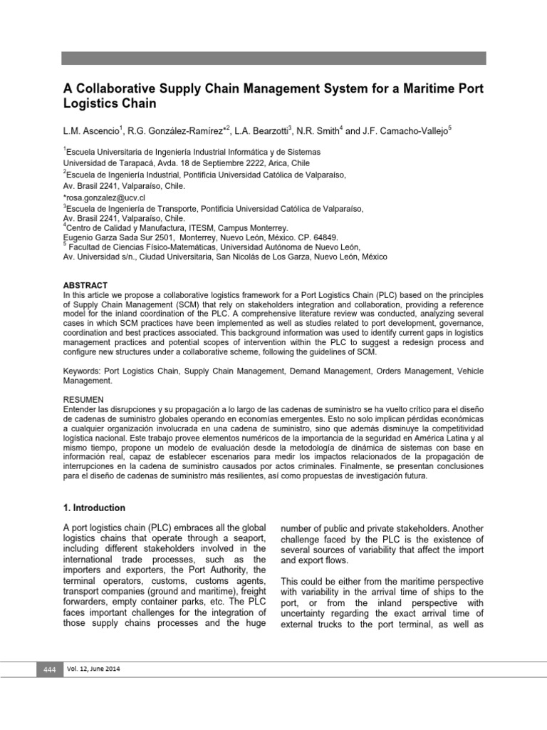 A Collaborative Supply Chain Management System for a Maritime Port ...
