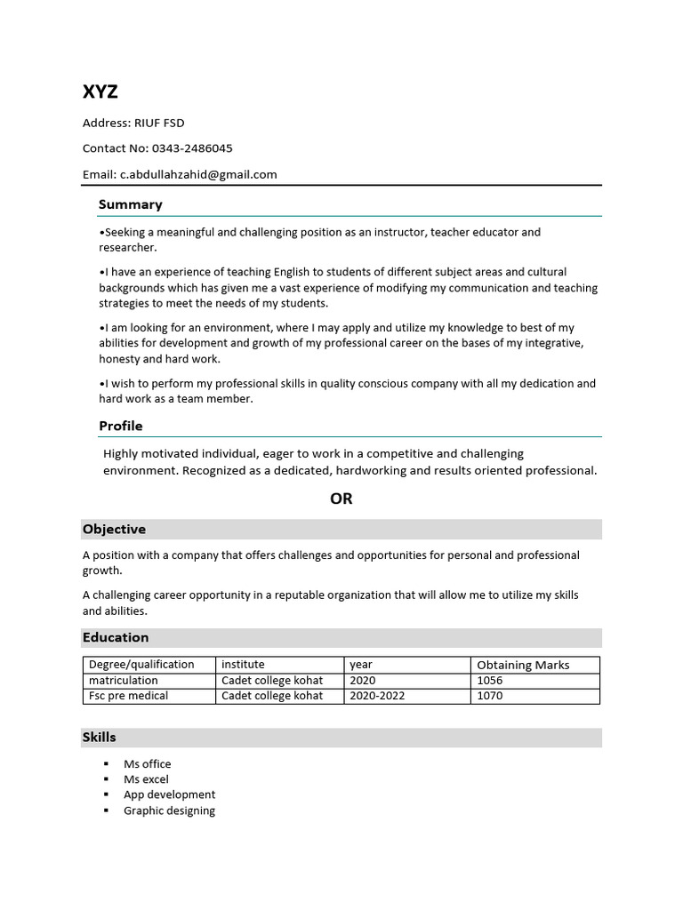 CV Practice | PDF