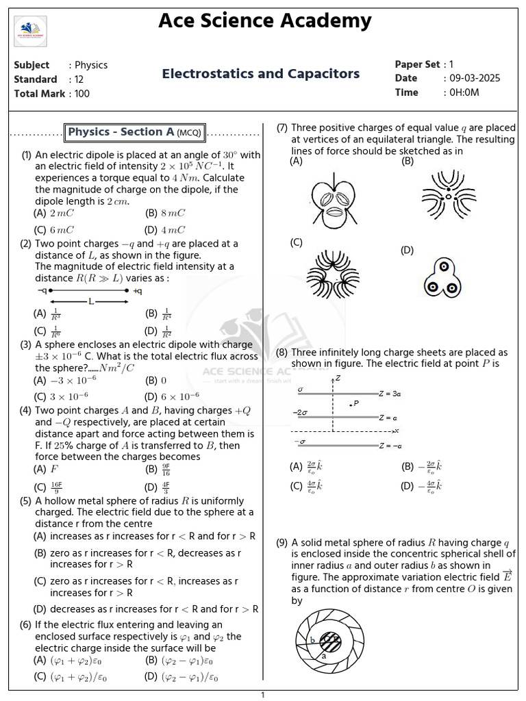 Electrostatics and Capacitors 1741508045 | PDF | Capacitance | Electric Field