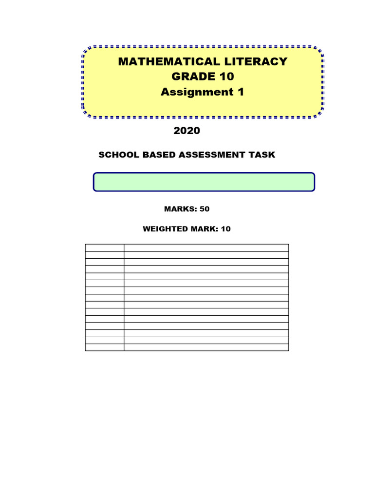 Grade 10 Assignment 1 2020 Memo | PDF