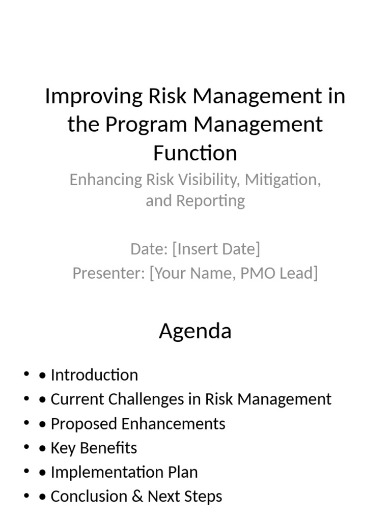 Improving Risk Management Presentation | PDF | Risk Management | Risk