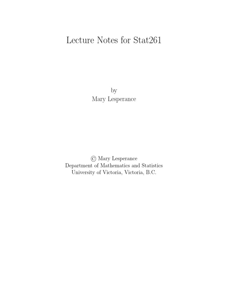 CompleteLectureNotes STAT 261 | PDF | Poisson Distribution | Teaching ...