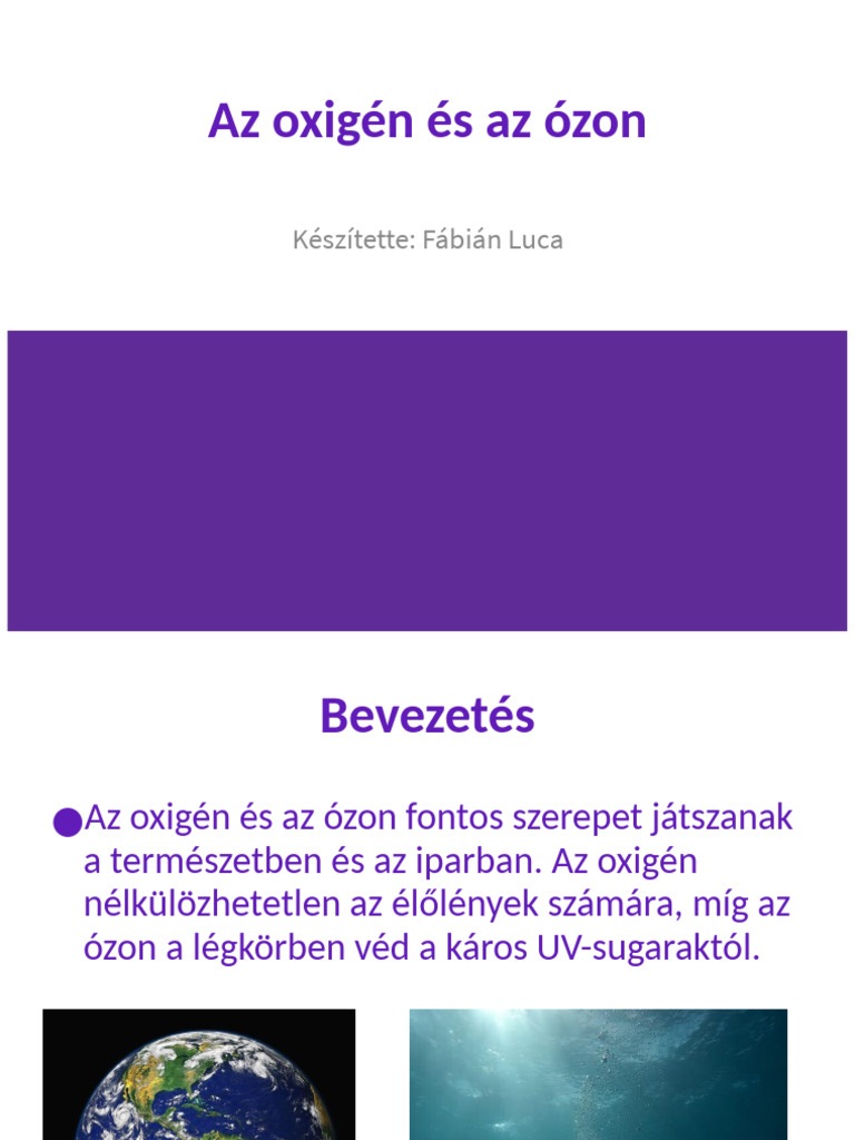 Oxigén És Ózon Prezentáció | PDF