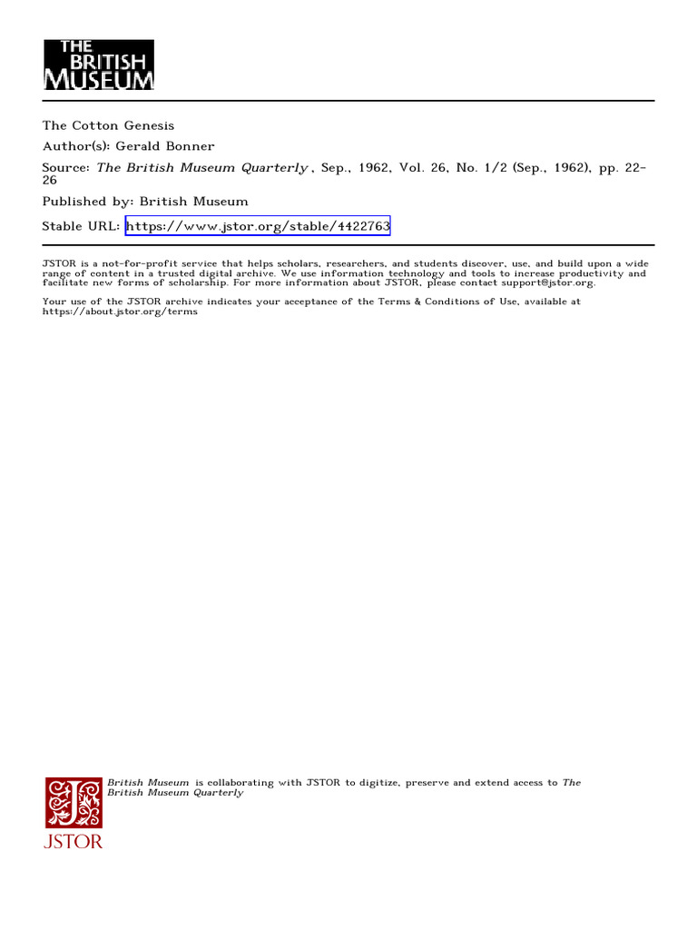 The Cotton Genesis | PDF | Manuscript | Textual Criticism