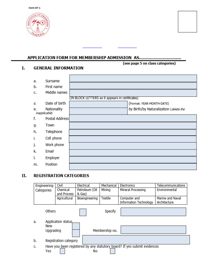 Iet Membership Application Form 10062021 New 2 | PDF