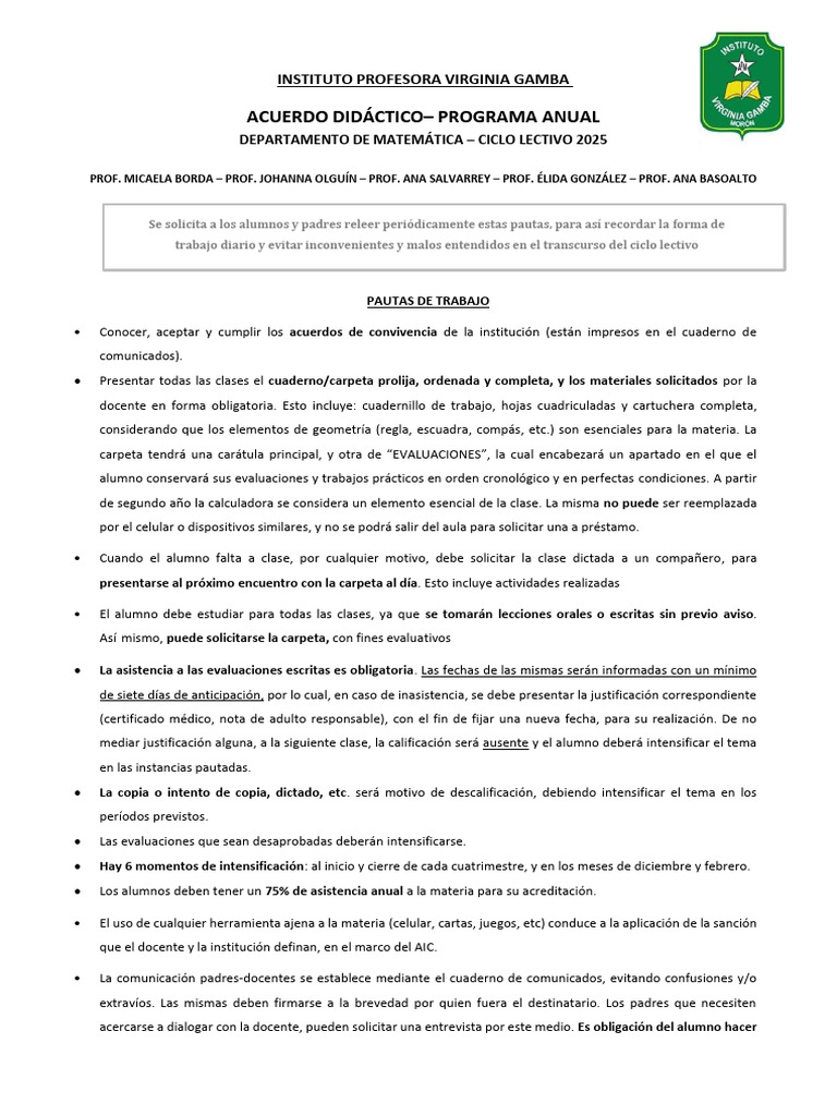 Acuerdo Did-Ctico IVG 2025 | PDF | Trigonometría | Funciones ...