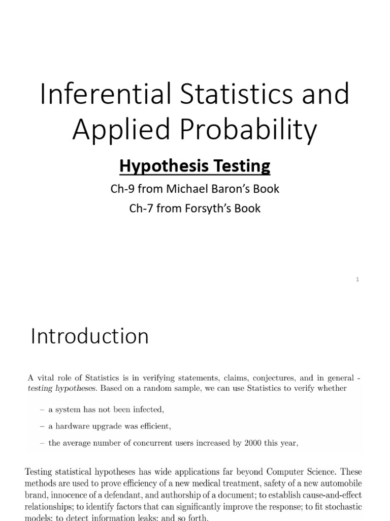 Lecture08 Hypothesis Testing Inf Stats FA24 | PDF | P Value | Type I ...