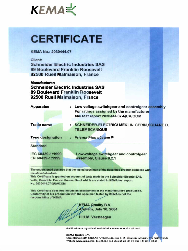 Low-Voltage Switchgear Test Report | PDF | Power (Physics ...