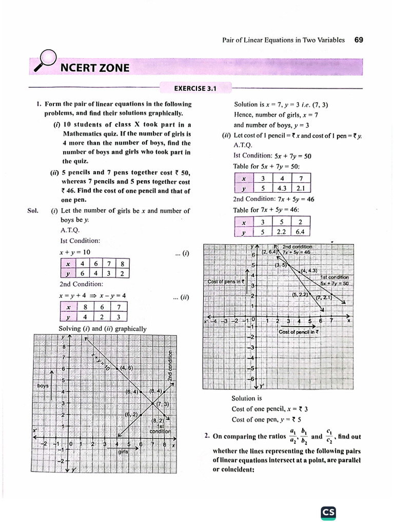 Linear Equation in Two Variable Note Gr10 | PDF