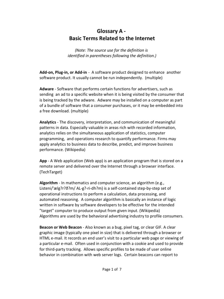 Glossary A - Basic Internet Terms | PDF | World Wide Web | Internet & Web