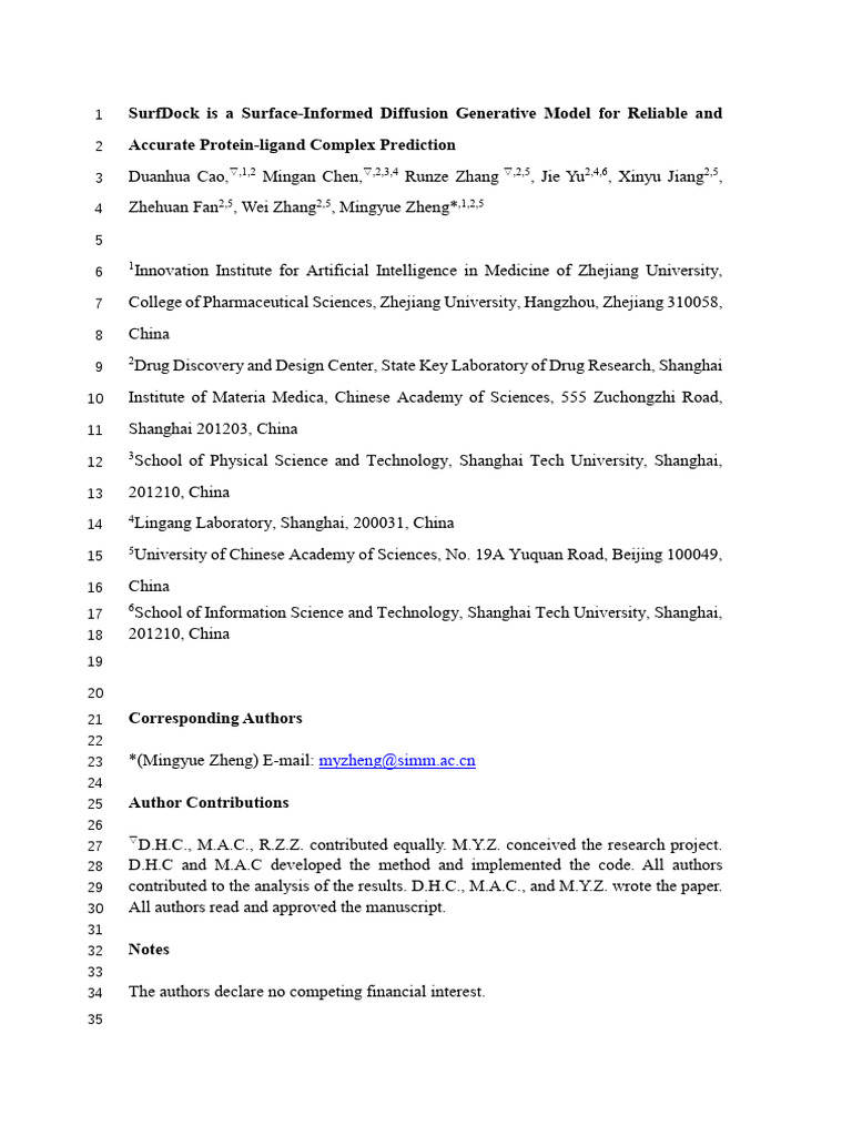 SurfDock Is A Surface-Informed Diffusion Generative Model For Reliable ...