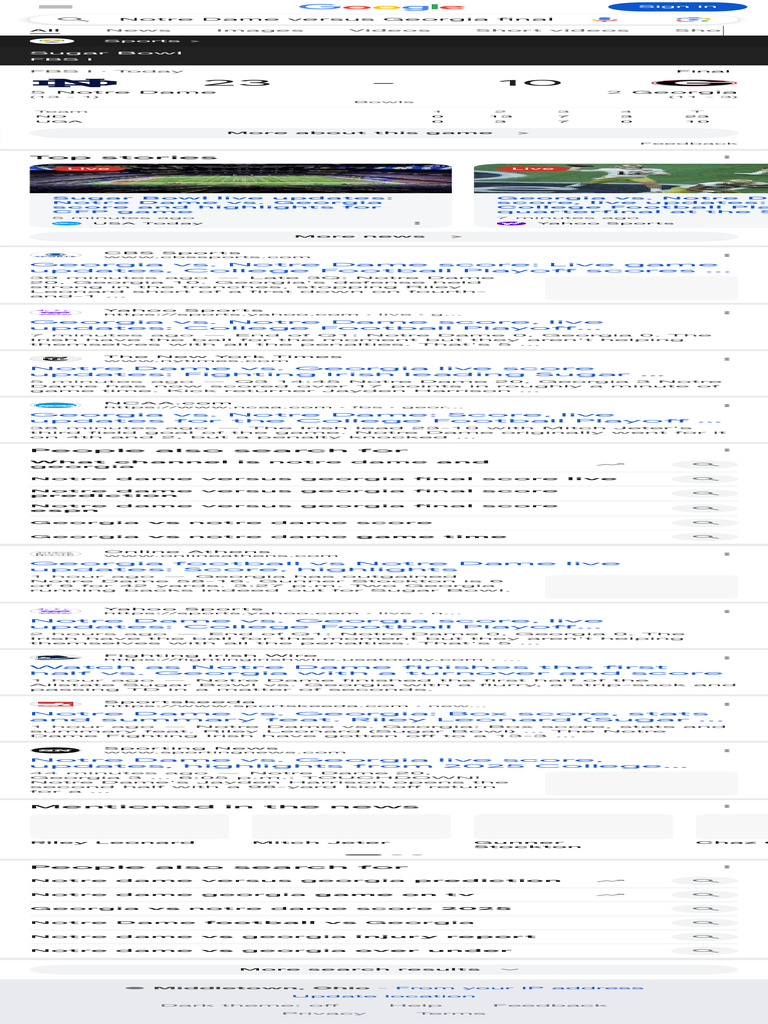 Notre Dame Versus Georgia Final Score - Google Search | PDF | Notre ...