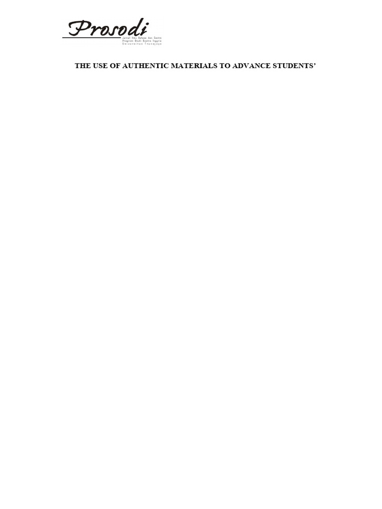 Authentic Materials in EFL Teaching | PDF | English As A Second Or ...