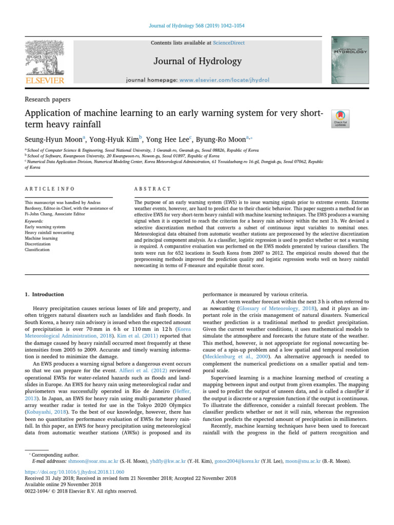Application of Machine Learning To An Early Warning System For Very ...