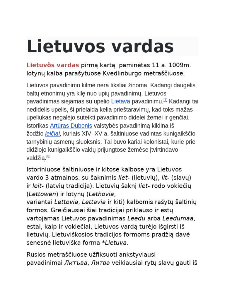 Lietuvos Vardas | PDF