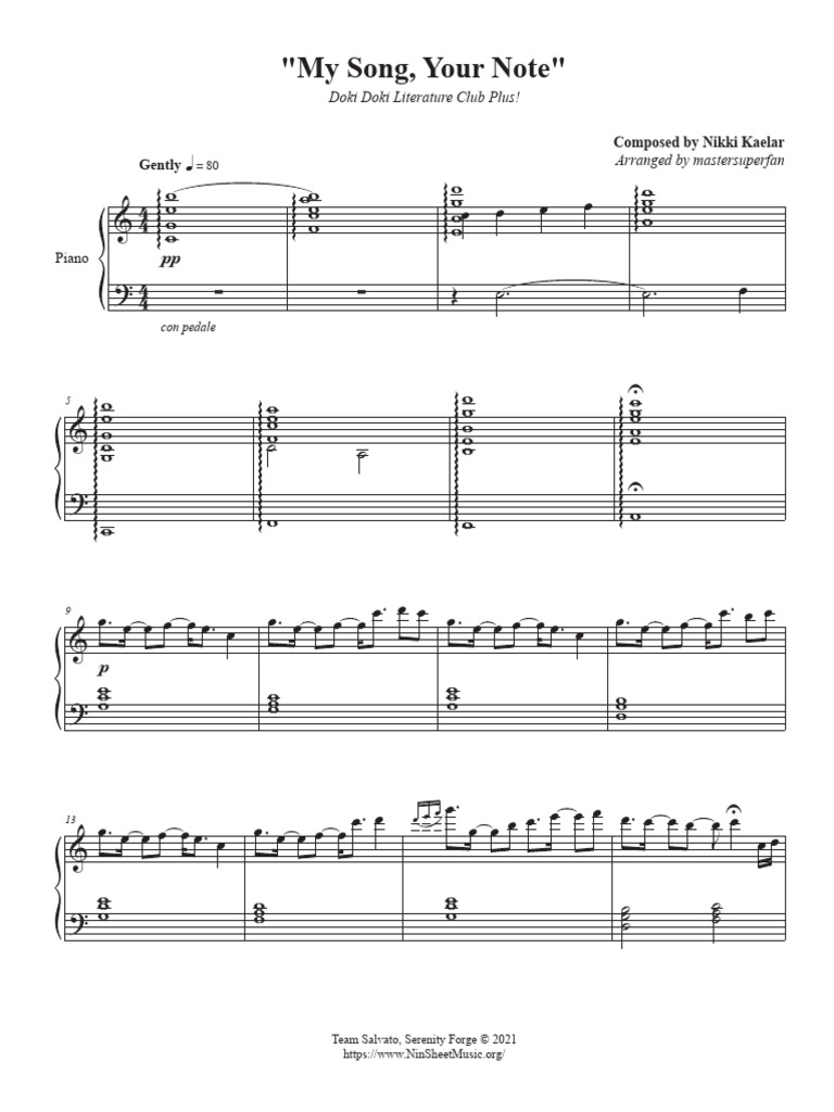 Doki Doki Literature Club Plus - My Song Your Note | PDF