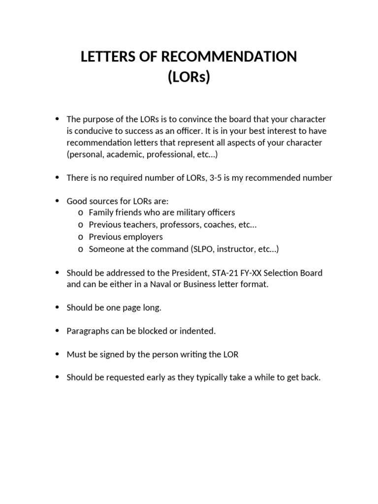 Letter of Recommendation Instructions | PDF