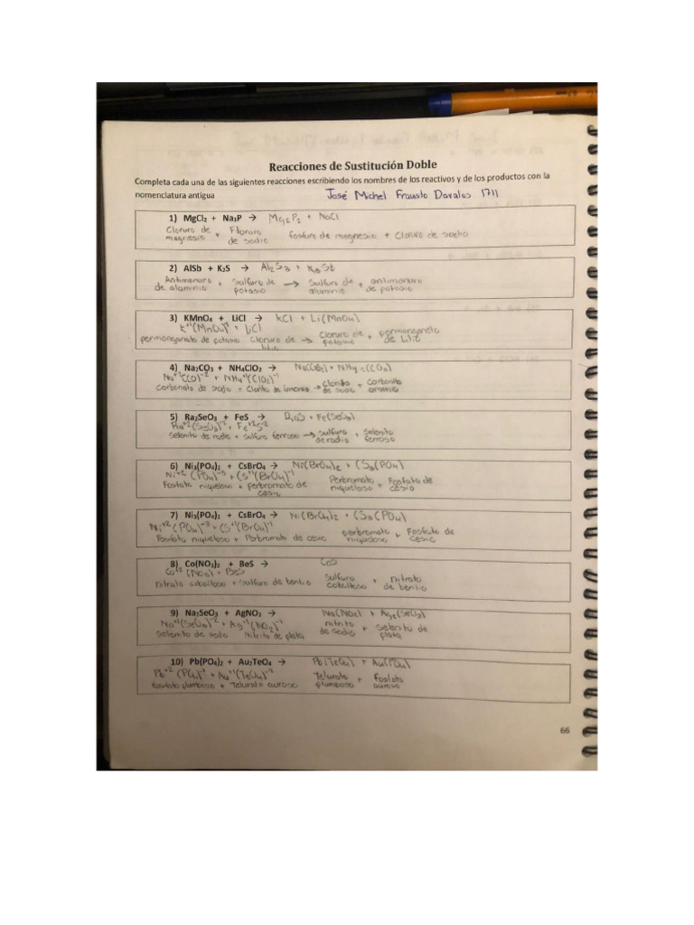 REACCIONES DE SUSTITUCION DOBLE | PDF