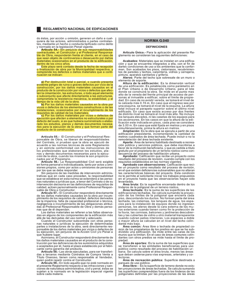 Reglamento Nacional de Edificaciones - Articulo 54 | PDF | edificio