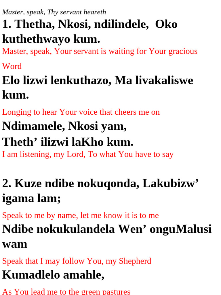 X313 Thetha, Nkosi, Ndilindele, Oko Kuthethwayo Kum. | PDF