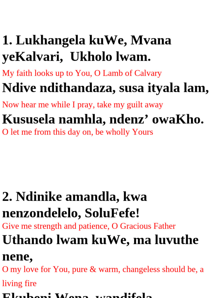 Lukhangela Kuwe Hymn Lyrics | PDF