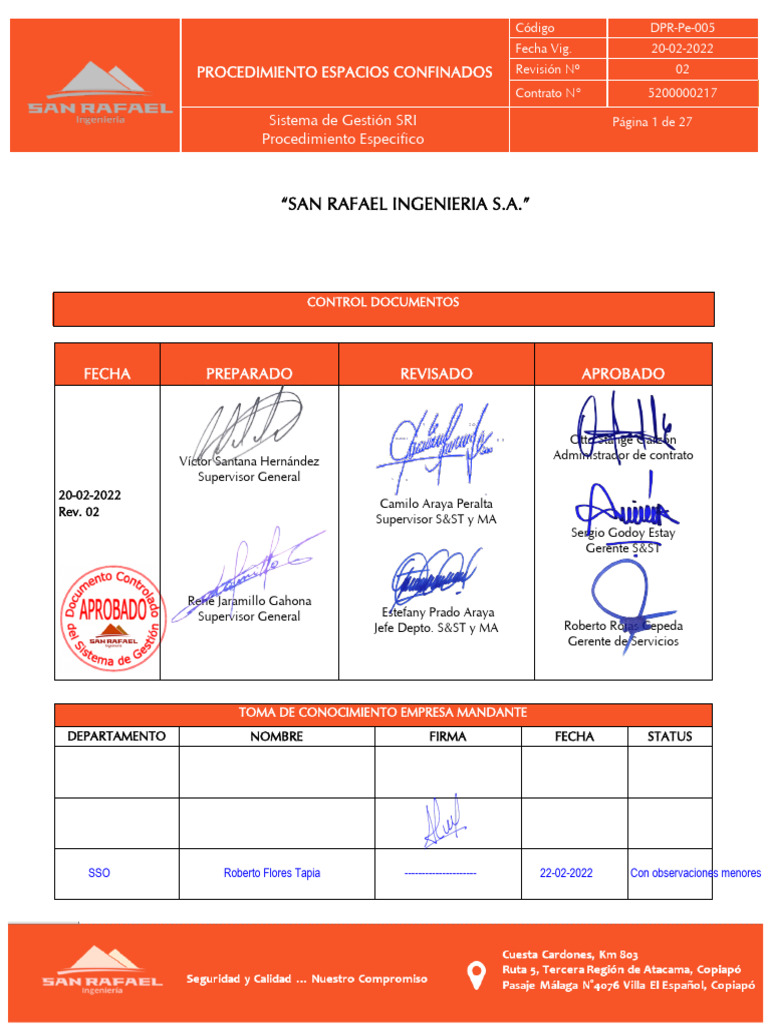 DPR-Pe-005 Espacio Confinado Rev.2 en B | PDF